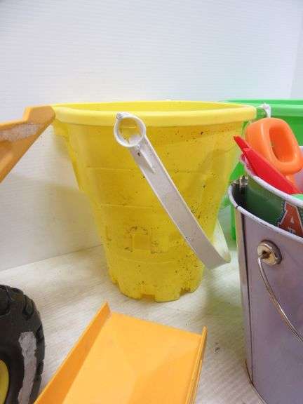 (12) Kids beach toys, include: Buckets, shovels, models, 7" plastic cat ...