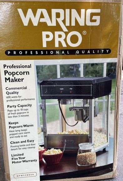 Waring Pro Professional popcorn maker, Box- 24"H, works well, clean ...