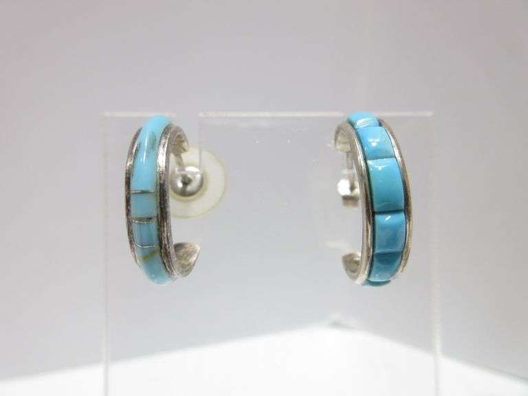 Sterling silver and turquoise ring and earring, size 7, good; Except ...