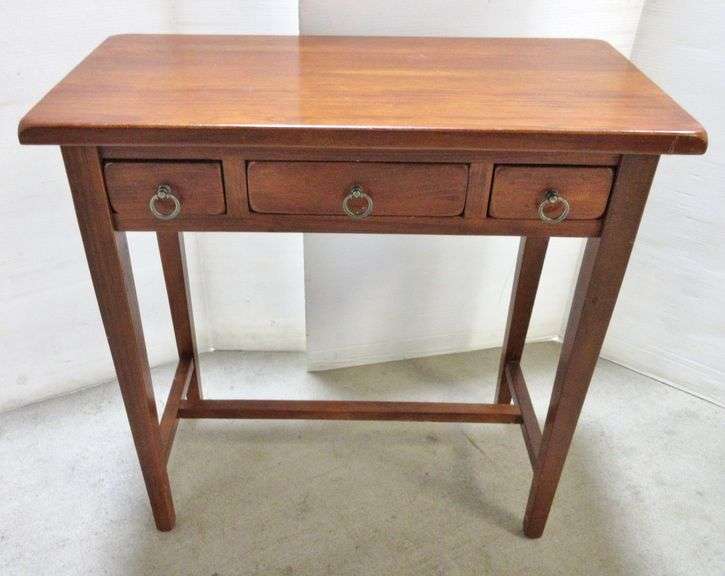 Small wood table with three-drawers, 28 1/2"W x 14 1/2"D x 29"H, very ...