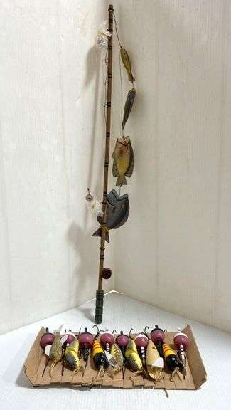 (15) Decorative fishing lures with pole, up to 30"L, new - Albrecht ...
