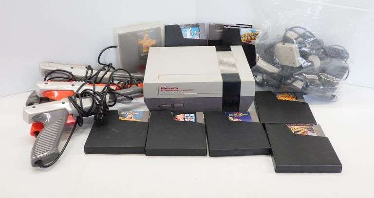 Original Nintendo System with (6) remotes, (3) Guns, and (9) Games ...
