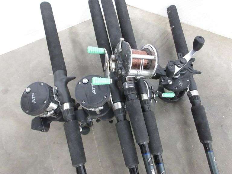 (5) Shimano 7' rods, and (5) Level wind reels, poles are new, reels are ...