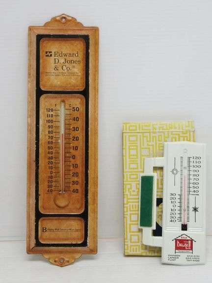 (2) Vintage metal advertising thermometers, include: Vintage Edward D ...