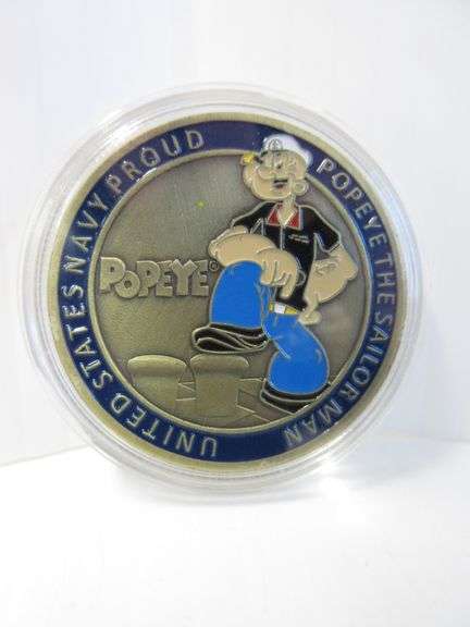 US Navy Popeye Challenge Coin, in new condition - Albrecht Auction Service