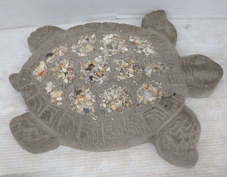 Concrete sea turtle stepping stone with crushed seashells, 15", new ...