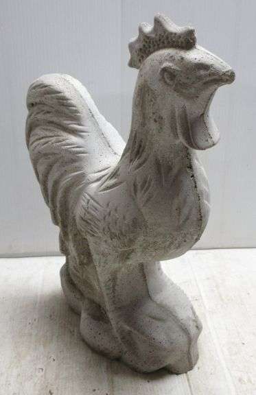 Concrete chicken statue, 16"H, good - Albrecht Auction Service