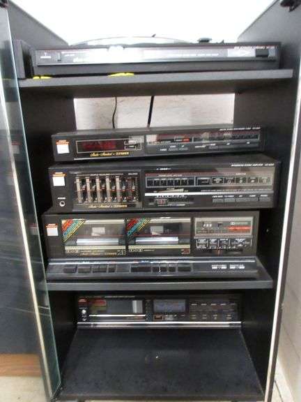Fisher stereo system with record player, and (2) fisher speakers, plays ...