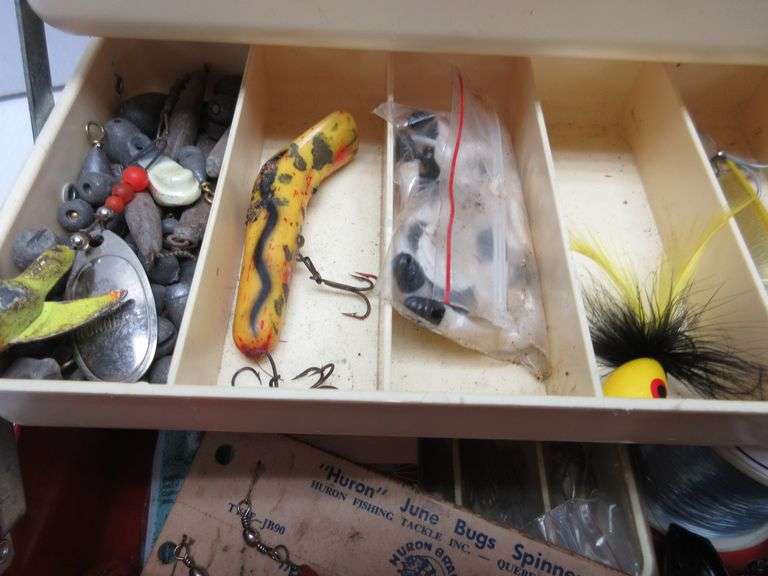 Full tackle box, 13"W x 6"D x 6"H, good - Albrecht Auction Service