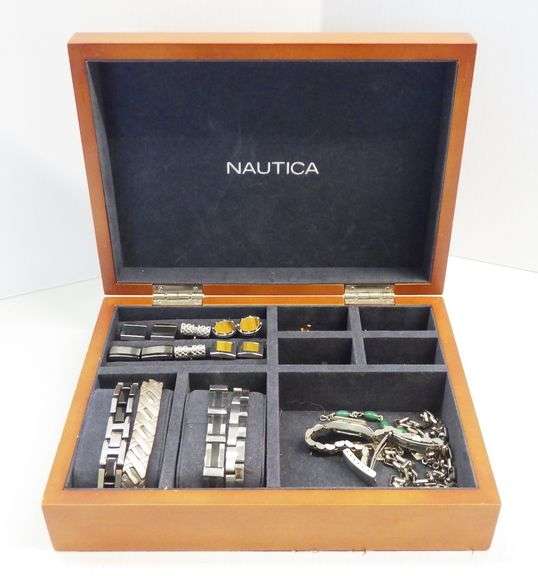 Mens and womens jewelry in Nautica box, includes: Bracelet, (7) pairs ...