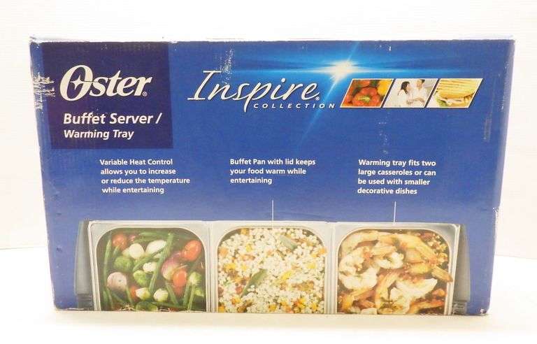 Oster buffet server, warming tray, 3-covered sections, electric, used ...
