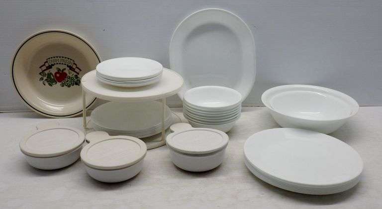 Corelle dishes, winter frost color, includes: (8) Dinner plates, (8 ...
