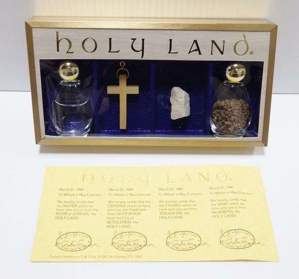 Holy Land, includes: Water from river of Jordan; Cross from Olive Wood ...