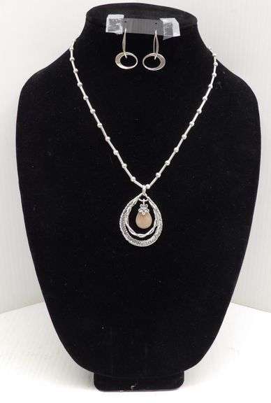 Designer signed sterling silver necklace and earrings, Earrings, Ed ...