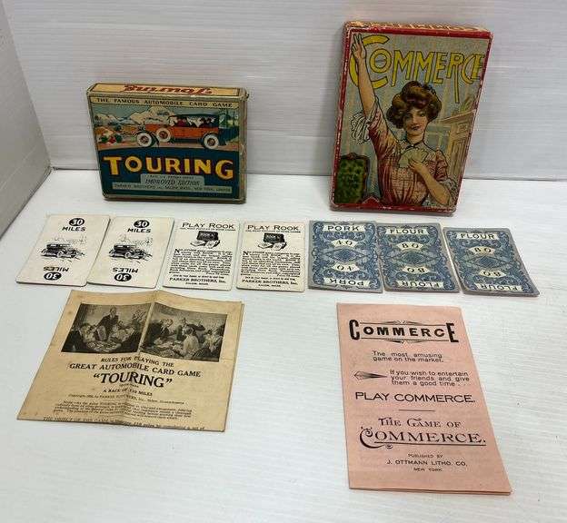 (2) Antique card games, include: Commerce, the original pit game by J ...