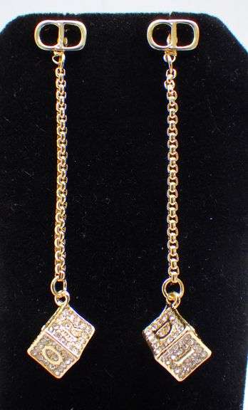 Christian Dior dangle earrings, pierced post style, CD logo tops and ...