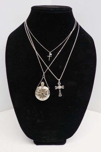 Diamond cross necklace, antique perfume bottle necklace, cross with ...