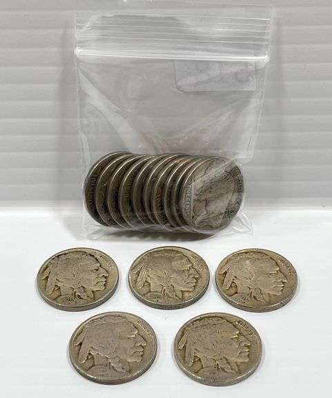 (15) Full date early date Buffalo nickels, 1920 to 1929, nice coins ...