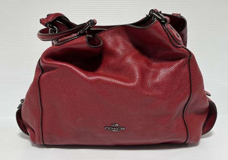 Authentic womens Coach burgundy red pebble leather handbag purse with ...