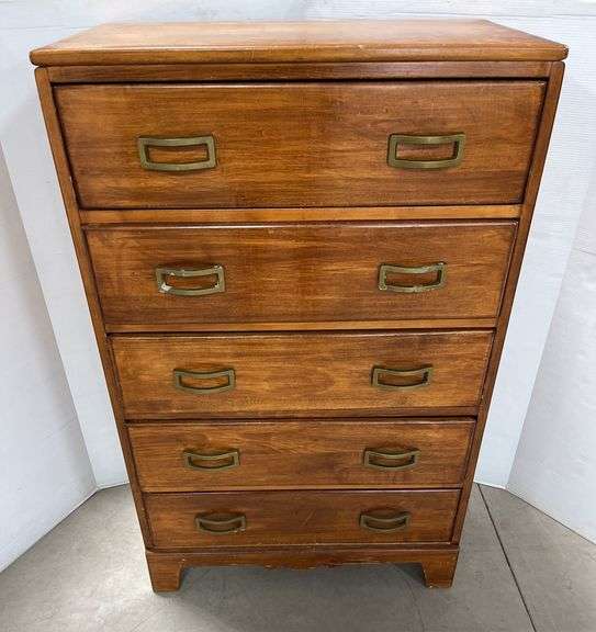 Older Mid-Century Modern 5-drawer dresser, 29"W x 17"D x 46"H - Albrecht Auction Service