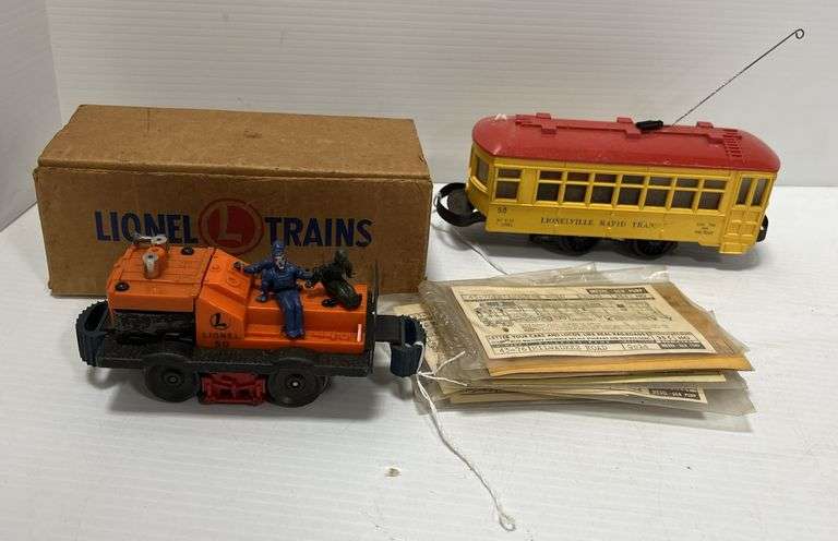 Lionel trolly, Lionel gang car, and Train decals - Albrecht Auction Service