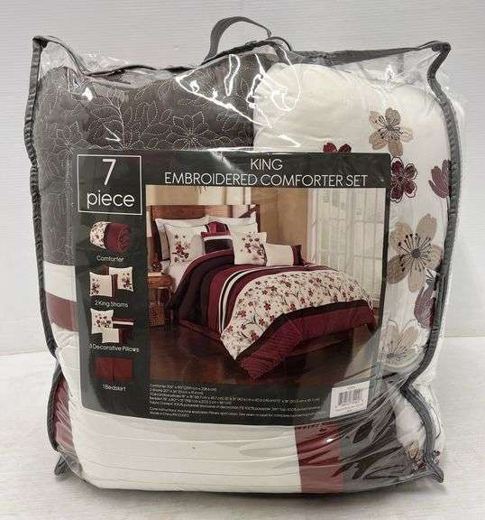 Eden 7-piece King Comforter Set, embroidered dogwood pattern, very nice ...