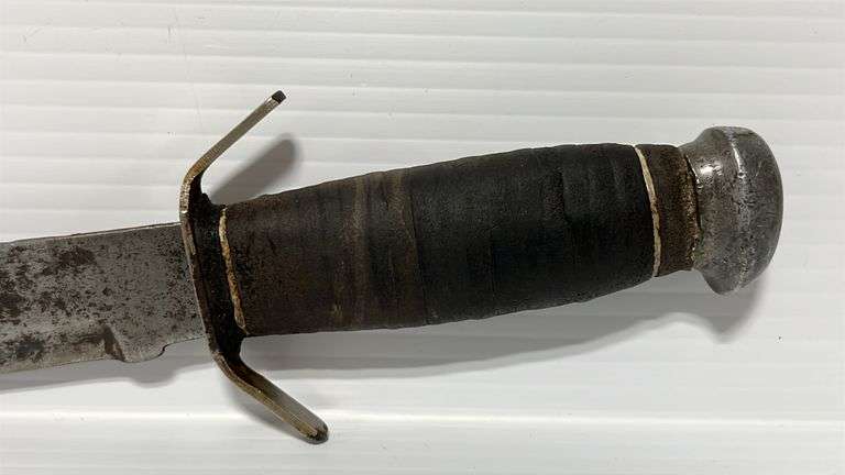 (2) Leather stacked knives, RH-36 Pal, 1- unknown, has markings, up to ...