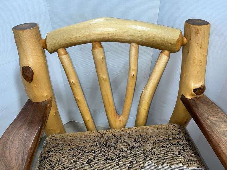 Heavy duty pine/maple log cabin chair, rustic, seat- 23"W x 19"H ...