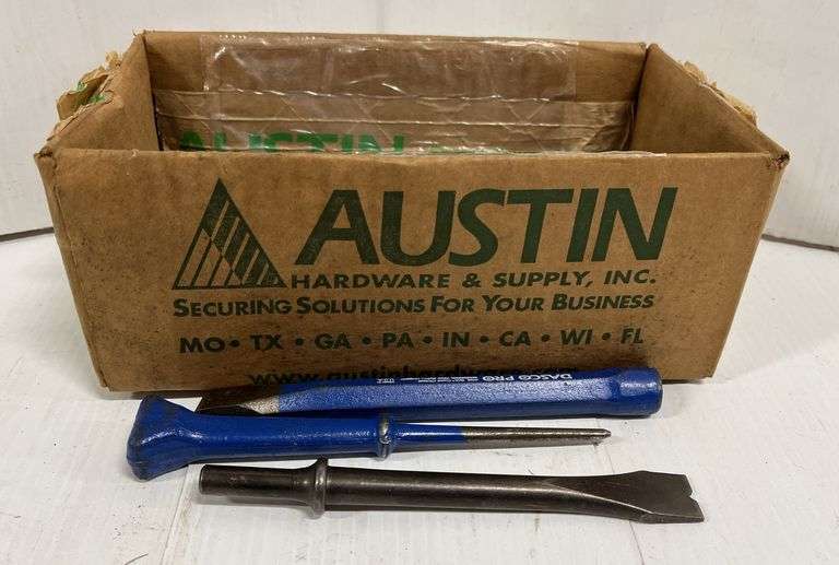 (12) Dasco Pro USA punch, chisel, set, (4) air chisels, excellent ...