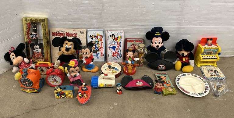 Older Mickey Mouse collectibles, includes: Guitar, NOS; Hats; Album ...