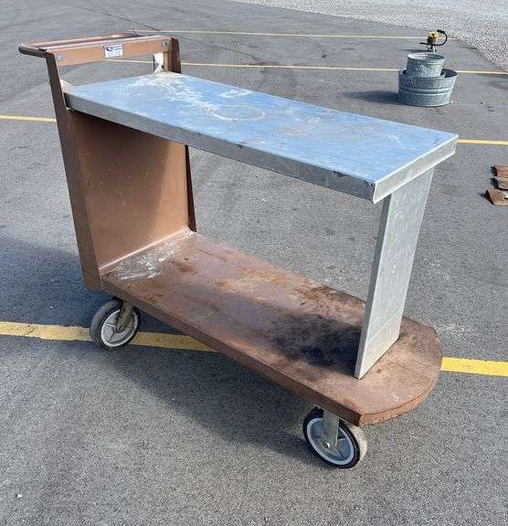 Heavy duty stainless steel rolling cart/table, approx. 48"L, 8" wheels ...