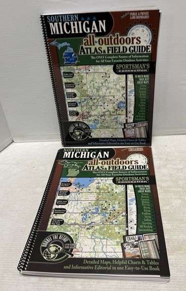(2) Michigan All Outdoors Atlas and Field Guides, public and private ...