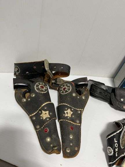 (2) Lone Ranger cap gun double holster belts sets; (2) Lone Ranger cap ...