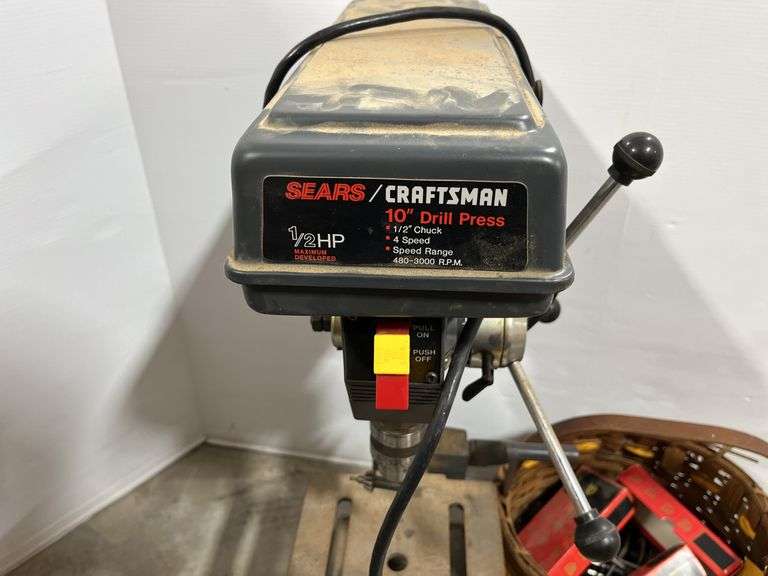 Craftsman 10" drill press, 1/2" chuck with manual, and accessories in ...