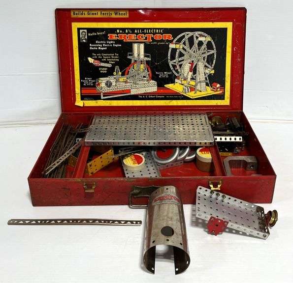 Older metal erector set, builds giant ferris wheel, case only- 20 1/4 ...