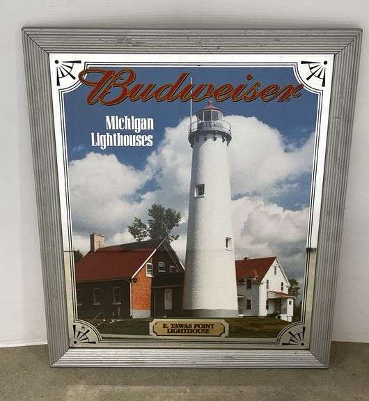Budweiser Michigan Lighthouses, E. Tawa Point Lighthouse bar mirror, 20 ...