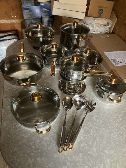 (9) Piece stainless steel Cuisine Cookware Set, 8-quart, 5-quart, and 2 ...