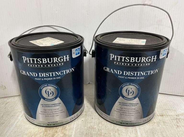 (2) Semi-gloss interior paint cans, new - Albrecht Auction Service