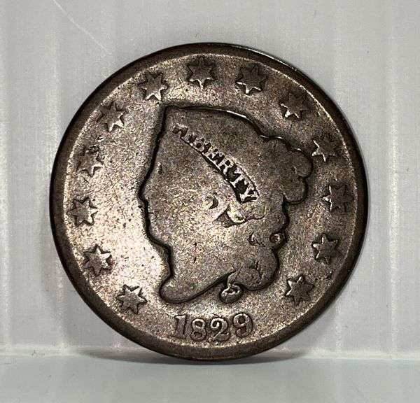 1829 Large US penny, 195 years old, Ex-Nice shape - Albrecht Auction ...