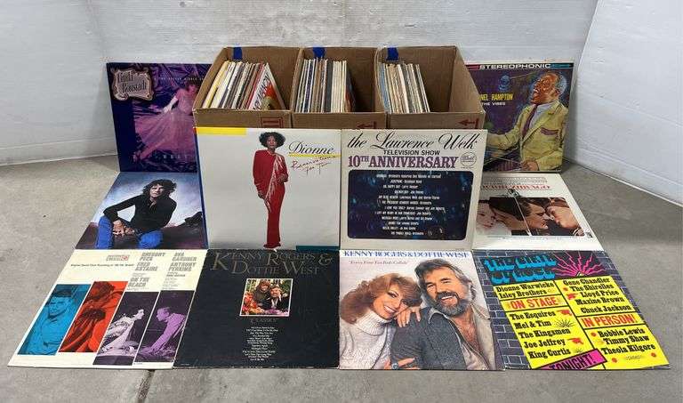 (100) Vinyl LP record albums, 3 boxes full, used - Albrecht Auction Service