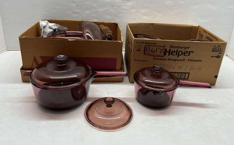 (15) Piece corning visions cranberry non-stick cookware, 1- .5L no lid ...