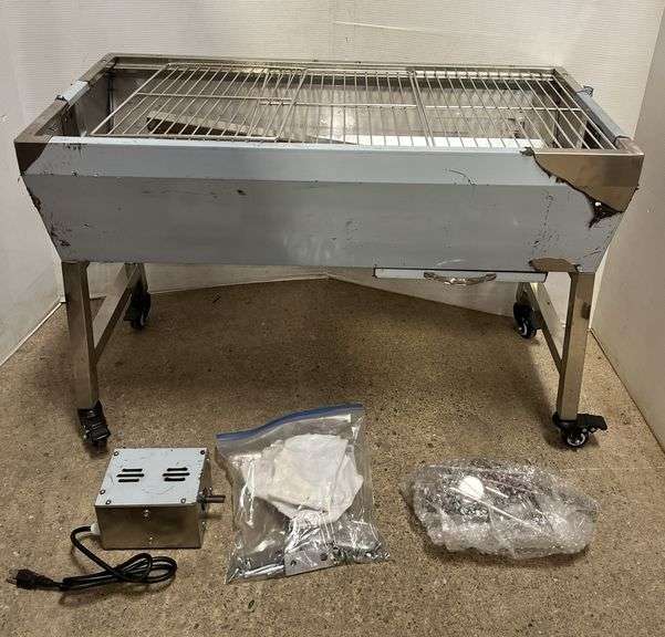 Small animal rotisserie roaster, charcoal or wood, up to 90 lbs., never ...