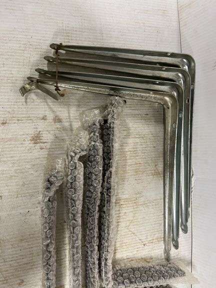 (4) Shelf brackets, steel, 10" x 12", (4) Shelf brackets, black, for 2 ...