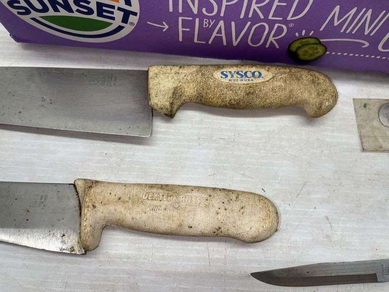 Approx. (50) Restaurant grade knives, includes: Sysco, Intedoe, Russell ...