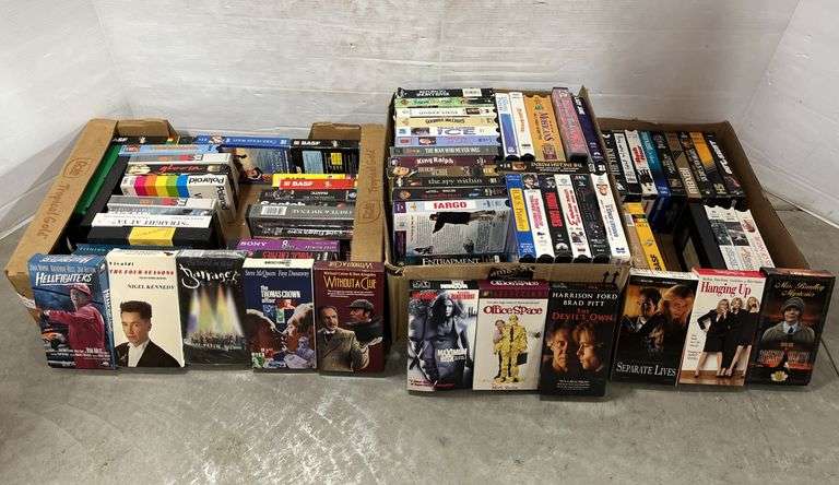 (3) Boxes of VHS tapes, good - Albrecht Auction Service