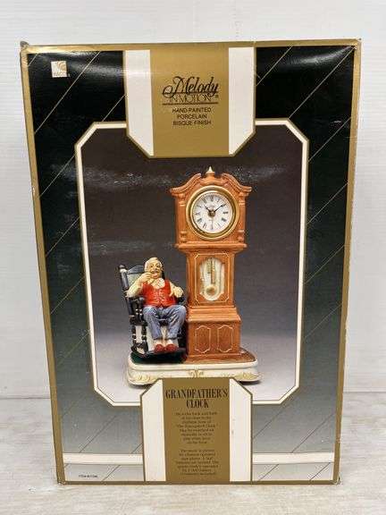 Melody in motion musical figurine grandfather's clock, hand painted ...