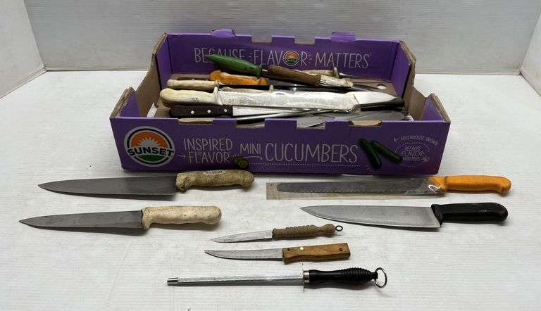 Approx. (50) Restaurant grade knives, includes: Sysco, Intedoe, Russell ...