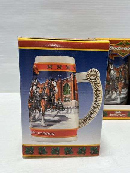 (8) Holiday Budweiser Steins, includes: Three- 1999 in box; One- 2000 ...