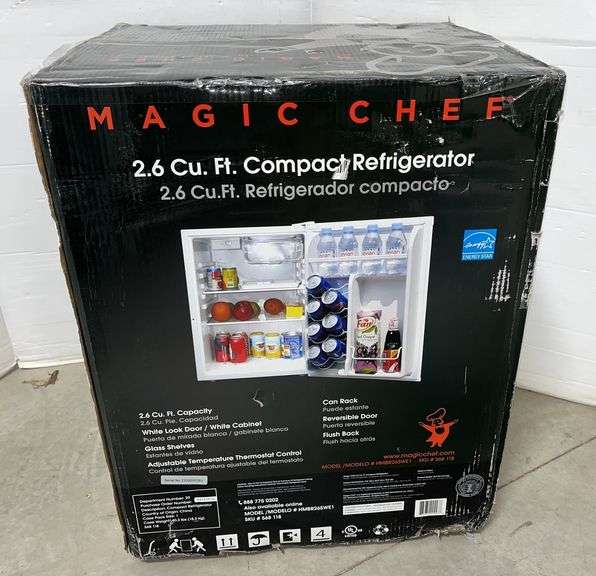 Magic Chef 2.6 cu. ft. compact refrigerator, new - Albrecht Auction Service