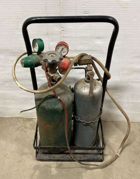 Small acetylene torch with gauges, tanks and cart, 16"H - Albrecht ...